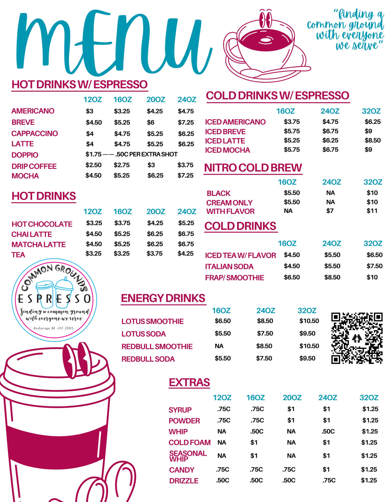 Menu - Common Grounds Espresso | Anchorage's Best Coffee Cart